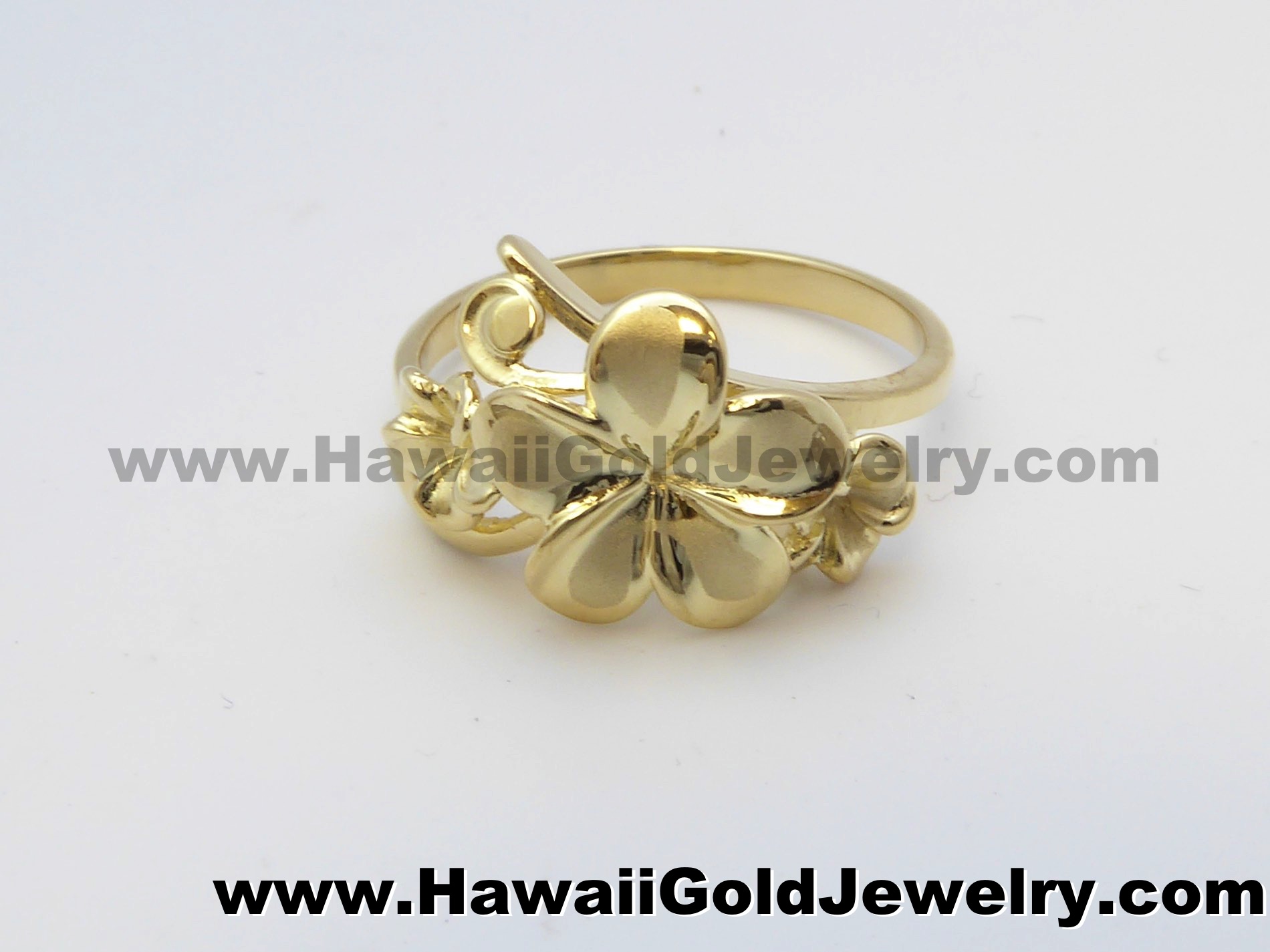 Hawaiian Triple Flower Ring #2 10x16mm (to sz 8) - Hawaiian Gold ...